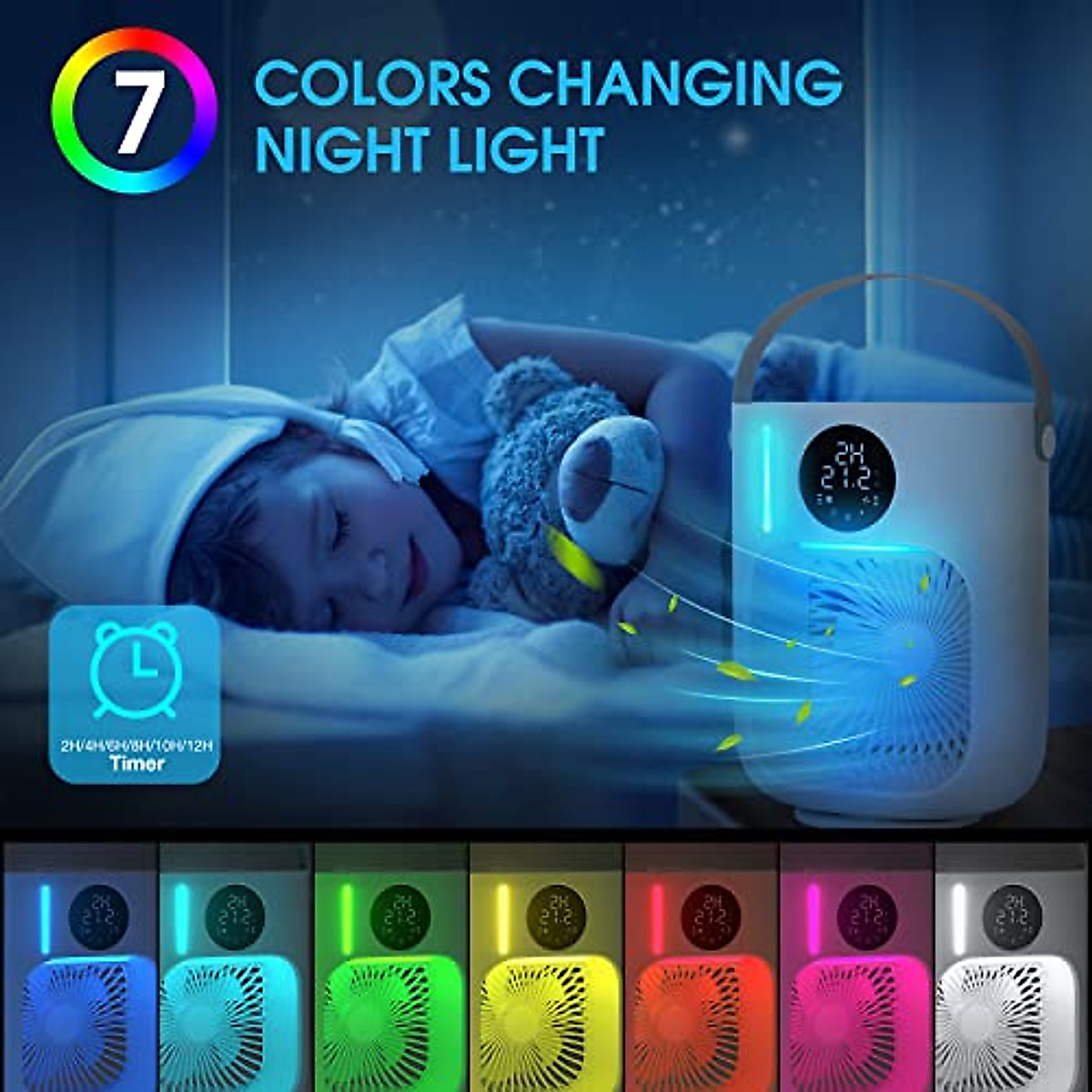 Air Cooler Fan Portable Air Conditioners Fan 2022 LCD Touch Screen Evaporative Air Cooler Portable Air Cooler for Bedroom, Office, Living Room,Classroom & More, for Summer Days & Nights