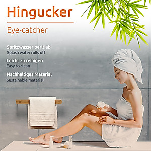 ECENCE Hand Towel Holder Bamboo Wood Adhesive Wall Mounted, Hand Towel Bar for Bathroom Guest Hand Towel Rack 15.16"