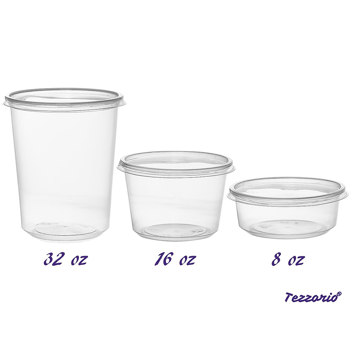 Tezzorio (200 Pack) 16 oz Deli Containers with Lids Combo, BPA-Free Translucent Plastic Deli Food Storage Containers with Lids, To Go/Take Out Food Containers