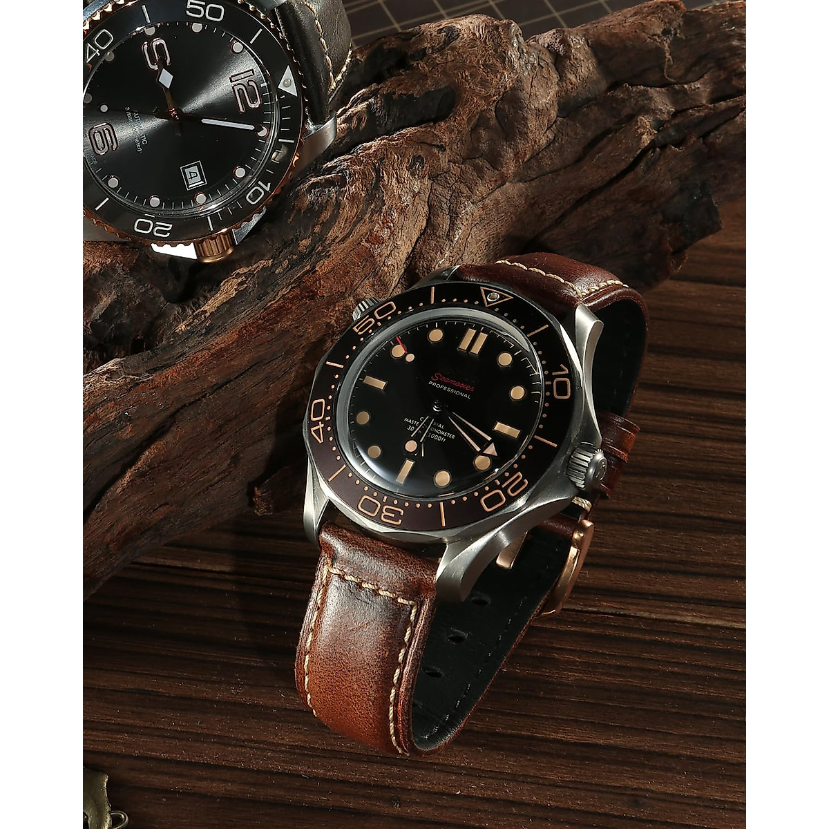 REZERO Watch Band, Genuine Leather Watch Straps, Oil-Waxed Vintage Watch Bands for Men 18mm 19mm 20mm 21mm 22mm 23mm 24mm 26mm