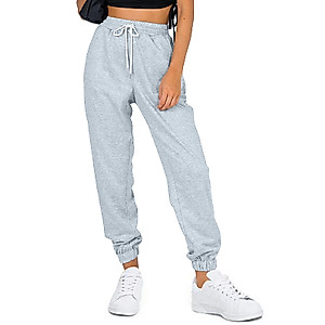 AUTOMET Women's Cinch Bottom Sweatpants Athletic Joggers Lounge Pants with Pockets Grey XL