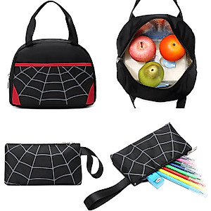 Gikizzi Boys School Backpack for Boys Backpack with Lunch Box Anime Backpack School Bag Bookbag Backpack Set for Boy Girls (Black)