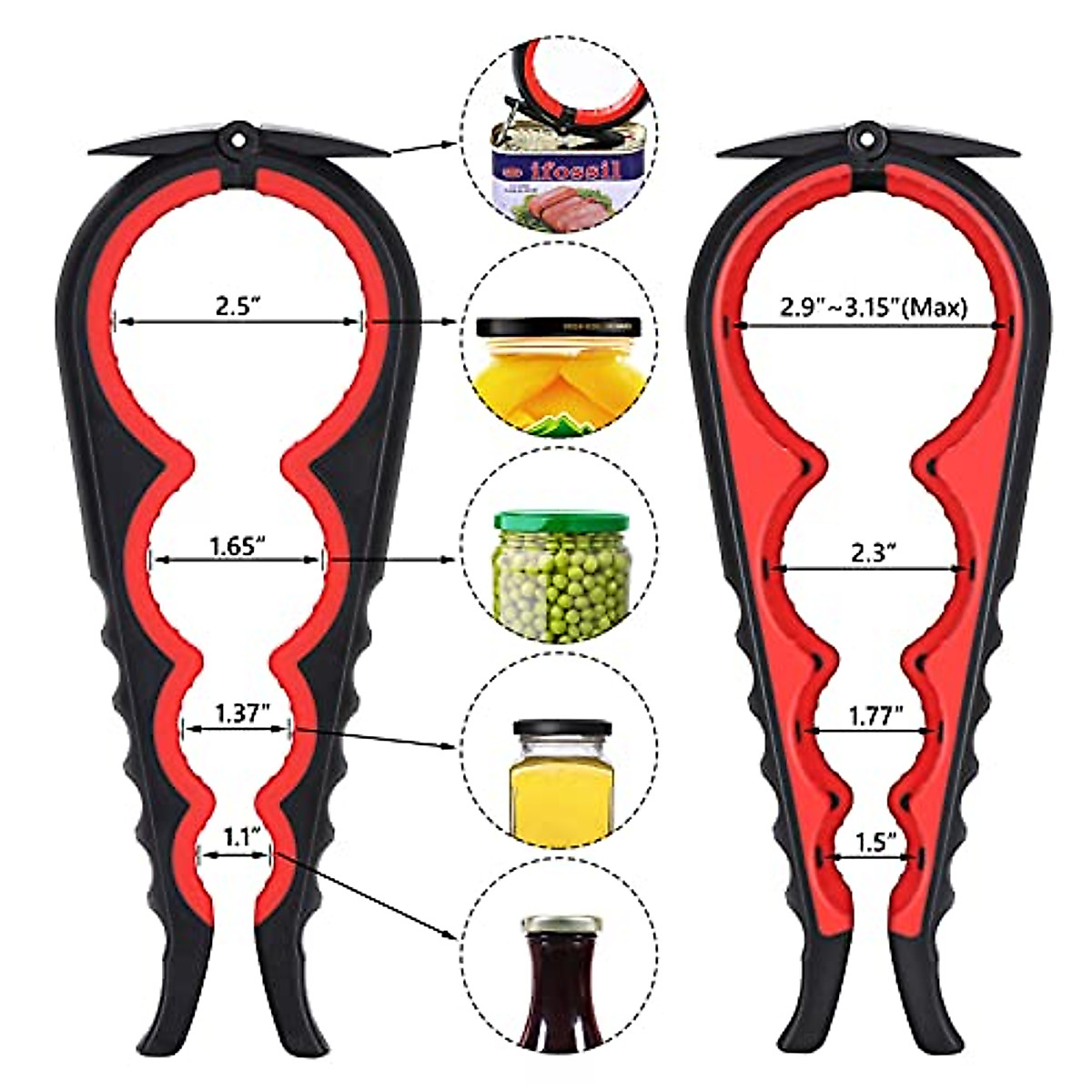 5 in 1 Multi Function Bottle Jar Opener Kit,Non Slip Safe Cut Can Lid Grip Opener,Suitable Manual Can and Jar Opener handheld for Children,Arthritis,Women,Elderly,Kitchen & Restaurant