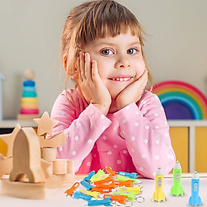 48 PCS Helicopter Mini Flashlight Keychain, Rocket LED Flashlight, Mini Flashlights In Bulk, Colorful LED Flashlight, Small Flashlights for Kids, Mini LED Flashlight Keychain, Astronaut Party Favors