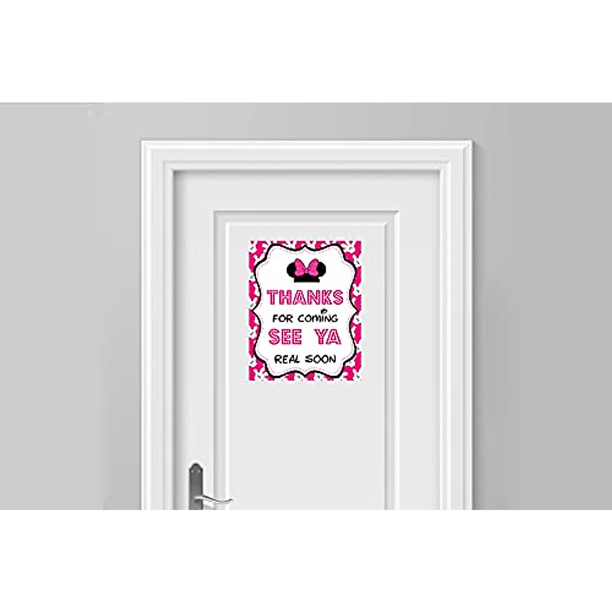 Minnie Mouse Birthday Decoration Signs | 4 Different Party Signs | 8 x 10 inch Minnie Mouse Party Supplies Birthday Sign Printed in Card stock | Minnie Mouse Clubhouse Inspired Door Signs | Food Labels Disney Decorations Hot Dog Bar Decor