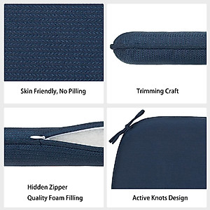 Magpie Fabrics Outdoor/Indoor 17"x16"x2" Chair Cushions with Ties Set of 2, Waterproof All Weather U-Shape Seat Pads Decoration for Patio Garden Furniture Home Office (Navy)