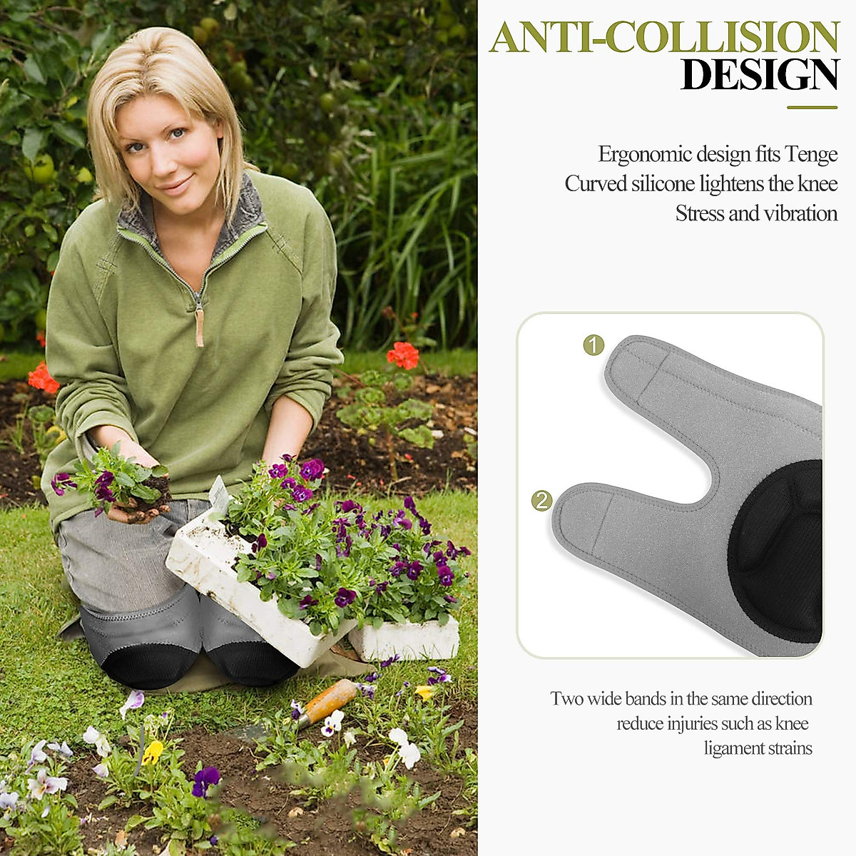 KRABICE Gardening Knee Pads, Adjustable Knee Pads with Thick Foam Cushion, Soft and Comfortable, for Gardening, Scrubbing Floors, Construction, Yoga, 1 Pair Outdoor Sports Elastic Knee Pads (Medium)