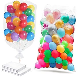 5 PCS Large Balloon Bags Transparent Storage Bags Plastic Balloon Bag 98"x59" (2pcs) 59"x47" (3pcs) for Birthday Baby Shower Wedding Party Supplies
