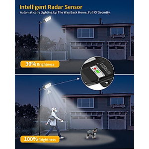 EOSRUJU 1200W Solar Street Lights Outdoor, 240000LM Parking Lot Lights with Motion Sensor, IP65 Waterproof Solar Flood Lights, Dusk to Dawn Solar Lights for Garden, Yard, Parking Lot