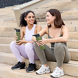 Kerilyn Stainless Steel Water bottle with Straw & Wide Mouth Lid, Wide Rotating Handle, 40oz Double Wall Vacuum Insulated Water Bottle Leak Proof, BPA Free, Keep Cold and Hot, 40oz, Army Green