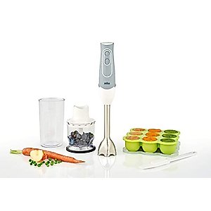 Braun MultiQuick 5 Maker and Hand Blender Patented Technology - Powerful 350 Watt - Dual Speed - Includes Beaker, Whisk, 2-Cup Chopper, Silicon Baby Food Freezer Tray, Spatula