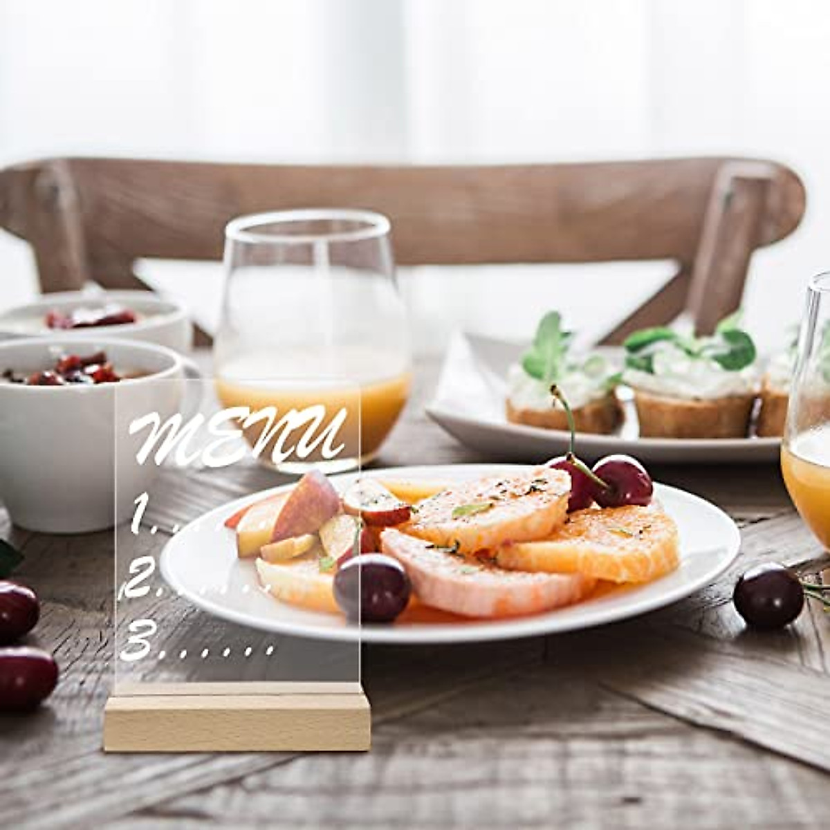 ZYP 5 x 7 Acrylic Sign with Wood Stands, Blank Acrylic Signs with Base, Acrylic Sheet Holder Stand Wood for Wedding Table Number Holder, Table Display Stand Signs for Party Events, Office