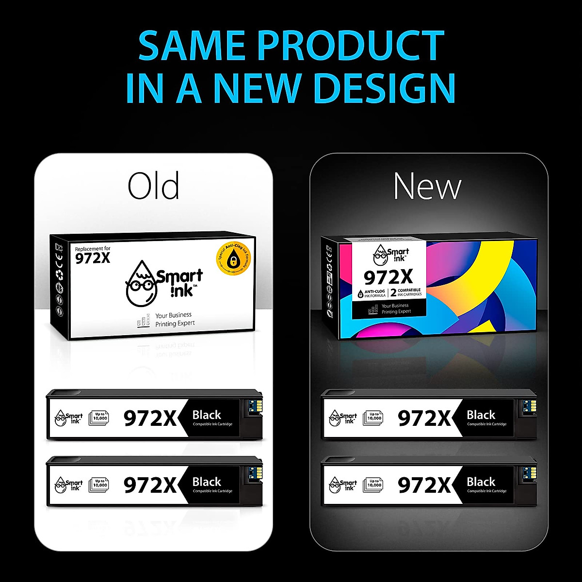 Smart Ink Compatible Ink Cartridge Replacement for HP 972X 972 X (2 Black Pack) to use with PageWide Pro 477dw 577dw 452dw 477dn 452dn 577z 552dw P55250dw Printers