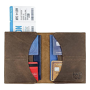 Hide & Drink, Double Passport Organizer with Card Slots, Bifold Passport Case, Rustic Card Holder, Travel Accessory, Full Grain Leather, Handmade, Bourbon Brown