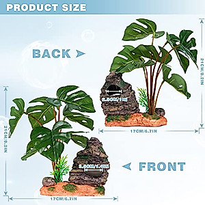 Ameliade Aquarium Cave Decorations and Leaf Pad Hammocks for Betta Fish Ideal Fish Tank Plants Hideout Decor for Cichlid Perfect Betta Toys and Small Fish Bowl Accessories Monstera