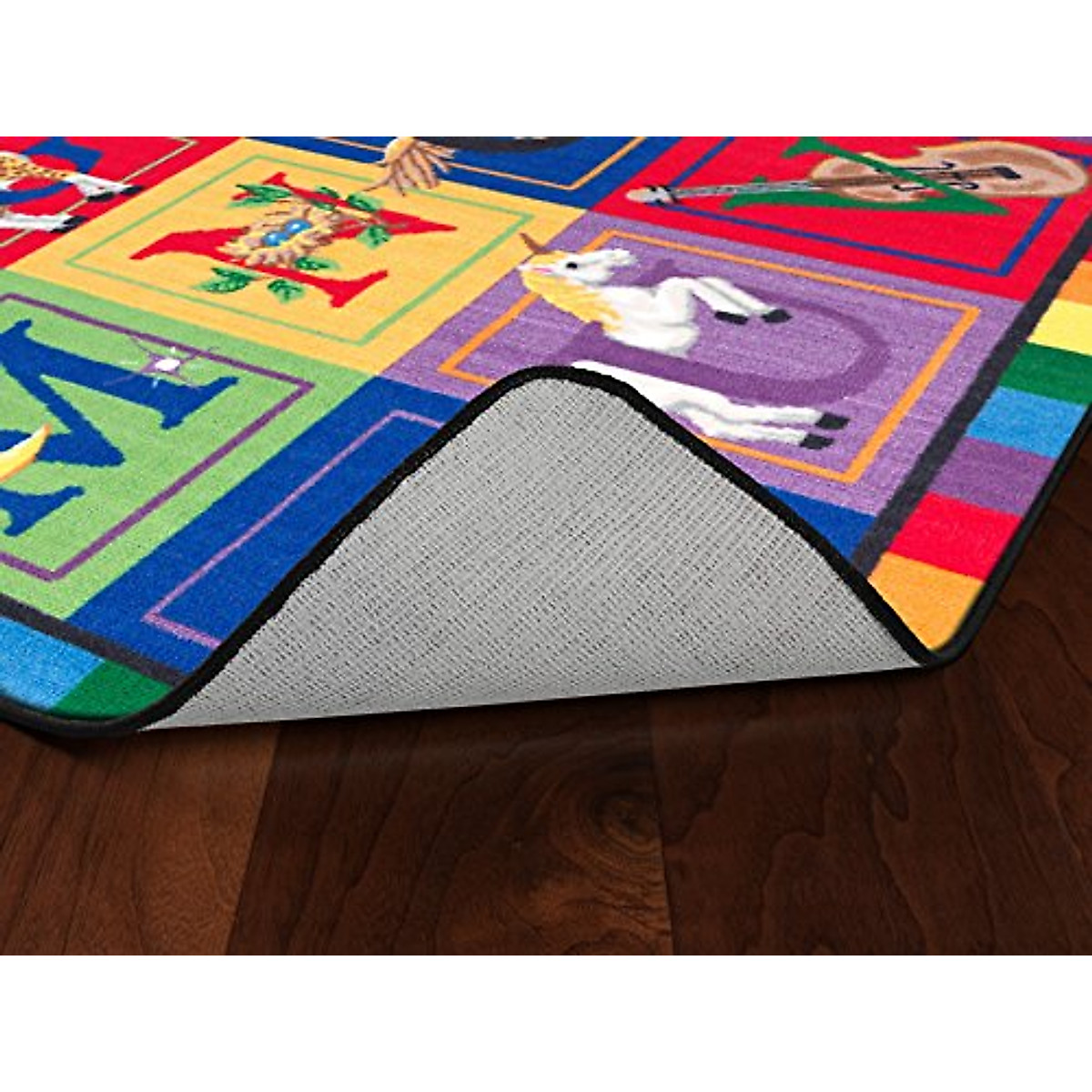 Flagship Carpets ABC Letter Blocks Area Rug for Children's Classroom Floor Mat, Play Room Carpet and General Educational Activities, 7'6" x 12', Multi-Color