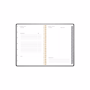 russell+hazel 2021 to 2022 Weekly Academic Planner, Black Vegan Leather Cover, A5, Spiral Bound, 5.25” x 8” (58613)