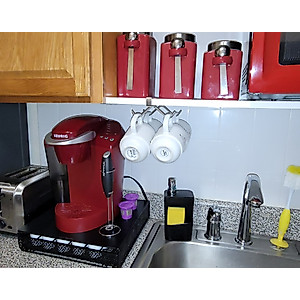 Kakuru Coffee Mug Organizer. Mug Rack Hanger, 4 Hooks Under Cabinet, 2 PCS Stainless Steel, Best Choice for Space Saving