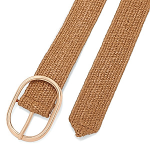 WOWOGO Straw Woven Rattan Wide Stretch Straw Belt Boho Braided Belts for Women