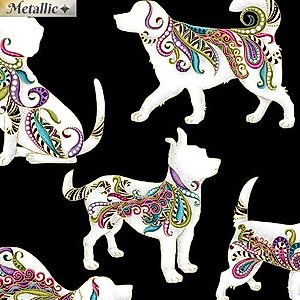 Generic Benartex Dog On It by Ann Lauer 6254M 12 Black Hot Diggity Large Dogs w/Metallic Fabric, Mixed