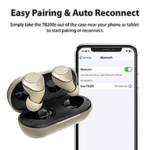 iLuv TB200 Gold True Wireless Earbuds Cordless in-Ear Bluetooth 5.0 with Hands-Free Call Microphone, IPX6 Waterproof Protection, High-Fidelity Sound; Includes Compact Charging Case & 4 Ear Tips