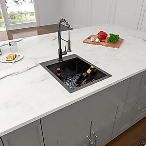 Lordear 15x20 Inch Drop In Bar Sinks Stainless Steel Single Bowl Topmount Kitchen Sink Gunmetal Black 16 Gauge Overmount RV BAR PREP SMALL Kitchen Sinks