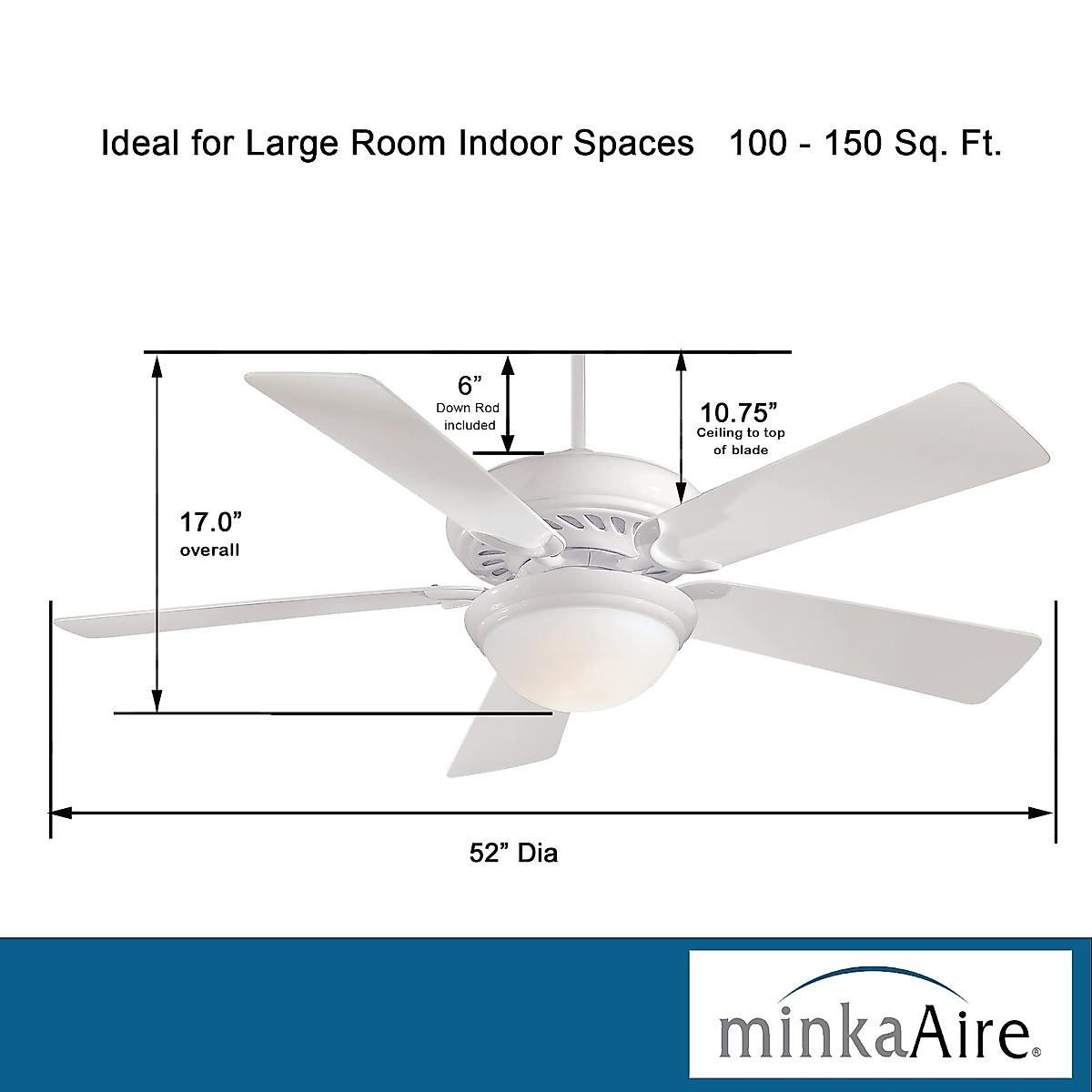 MINKA-AIRE F569L-WH Supra 52 Inch LED Ceiling Fan in White Finish