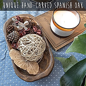 MAINEVENT Decorative Bowl Home Decor 10 Inch, Wooden Dough Bowl Decor, Wooden Bowl Decor, Wood Bowl Dining Room, Table Centerpiece Decor Bowl, Wood Bowl Decorative Wood Dough Bowl Centerpiece Bowl