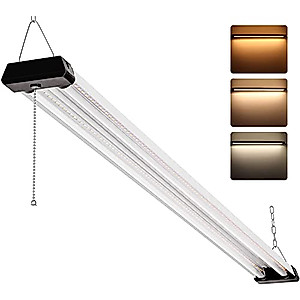 ZJOJO Linkable LED Shop Light for Garage, LED Shop Light 4FT with Pull Chain (ON/Off), 3000K/4000K/5000K, 42W 4800LM Bright LED Shop Lights with 5 Year Warranty for Workshop Office Warehouse-1Pack