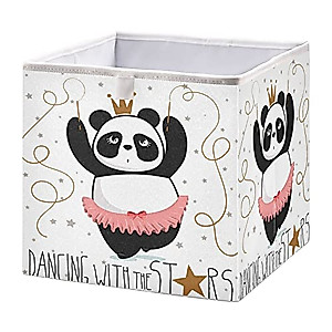 Kigai Panda Dancer Cube Storage Bins - 11x11x11 In Large Foldable Storage Basket Fabric Storage Baskes Organizer for Toys, Books, Shelves, Closet, Home Decor