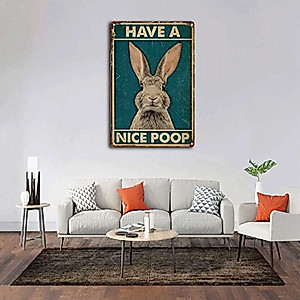 Tin Sign Rabbit Bathroom Restroom Wall Tin Sign Retro Style Easter decorations 8x12inch