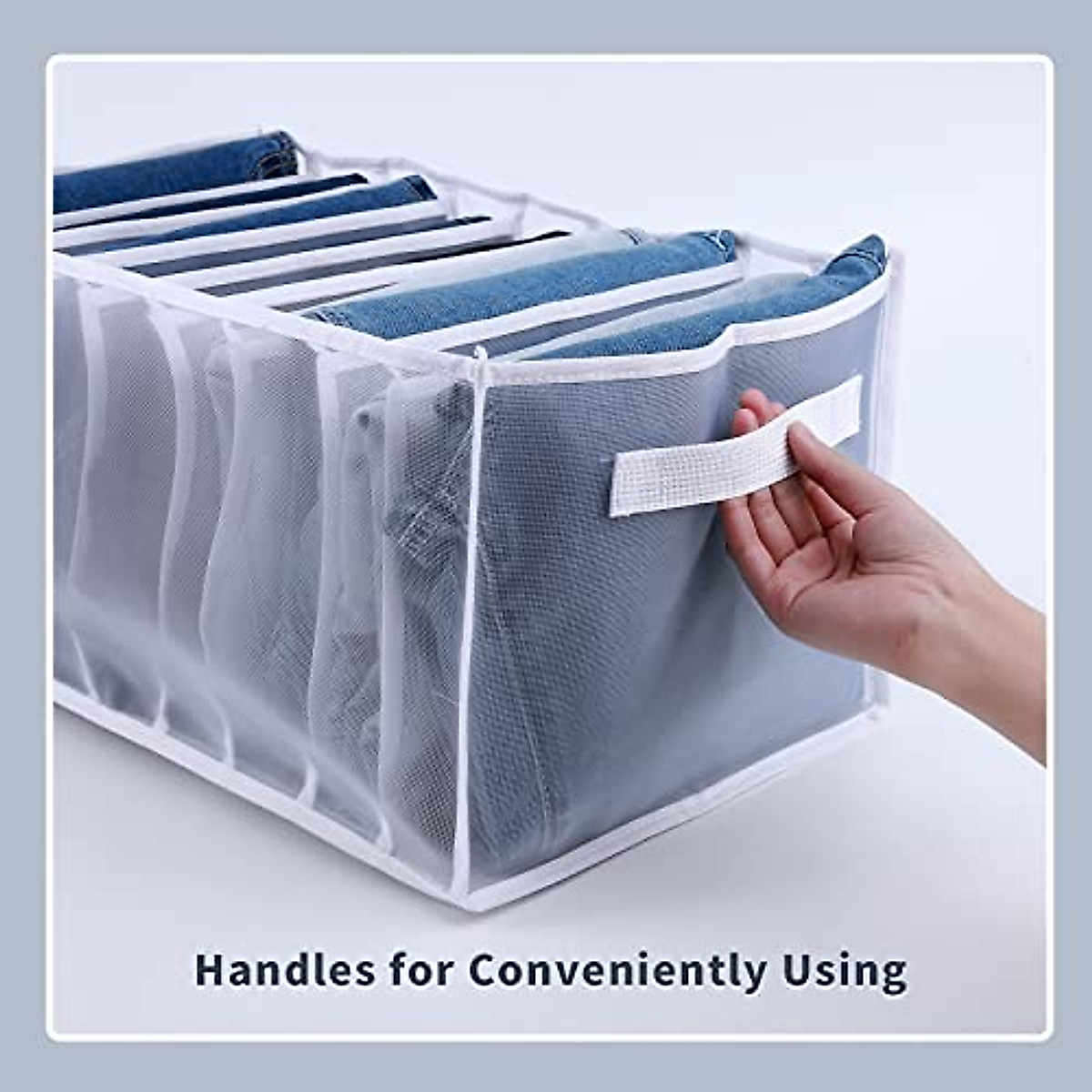 2PCS Wardrobe Clothes Organizer, LIVESO 9 Grids Visible Closet Organizer For Folded Clothing, Washable Clothes Drawer Organizer for Jeans, Sweaters,T-shirts,Pants,Legging,Kid Clothes
