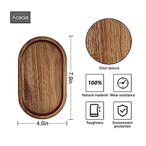PTGVCTA 3 Pcs Oval Wood Tray for Food Holder/BBQ，Cheese, Sushi, Holiday Snacks，Wood Serving Plate,Tea Serving Tray,Cup Coaster,Flower Plant Succulent Tray, Coaster,Cake,Succulent (Acacia Wood)…