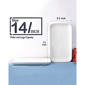 DELLING Large Serving Platter Set 14 inch Widened Large Serving Tray, White Rectangular Plates, Large Serving Platters for Entertaining, Serving Trays for Party, Oven Safe Dinnerware, Set of 3