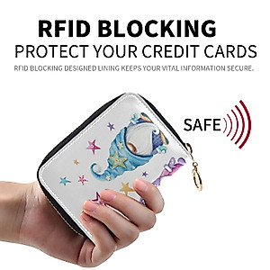 Scandinavian Gnomes St. Patrick's day Green Shamrock Grey Credit Card Coin wallet, RFID Blocking Compact Women Leather Card Holder, Key Change Organizer, Zipper Purse Clutch Pouch Pocket