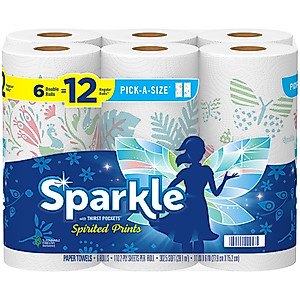 Sparkle® Pick-A-Size® Spirited Prints Paper Towels, 6 Double Rolls = 12 Regular Rolls