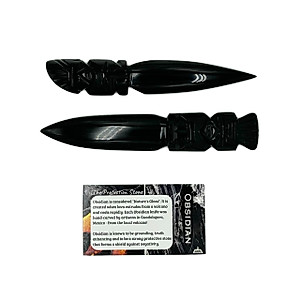 Sluiceboy Prospecting Obsidian Letter Opener | Dragon Glass Knife | 6" Length | Gemstone Obsidian Black Dagger (1)…