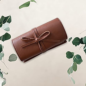 INGEAR Jewelry Organizer Roll Bag for Women Girls Jewelry Box Organizer Bracelet Holder Earring Holder Organizer Jewelry Travel Organizer Clutch Purses for Women (Brown)