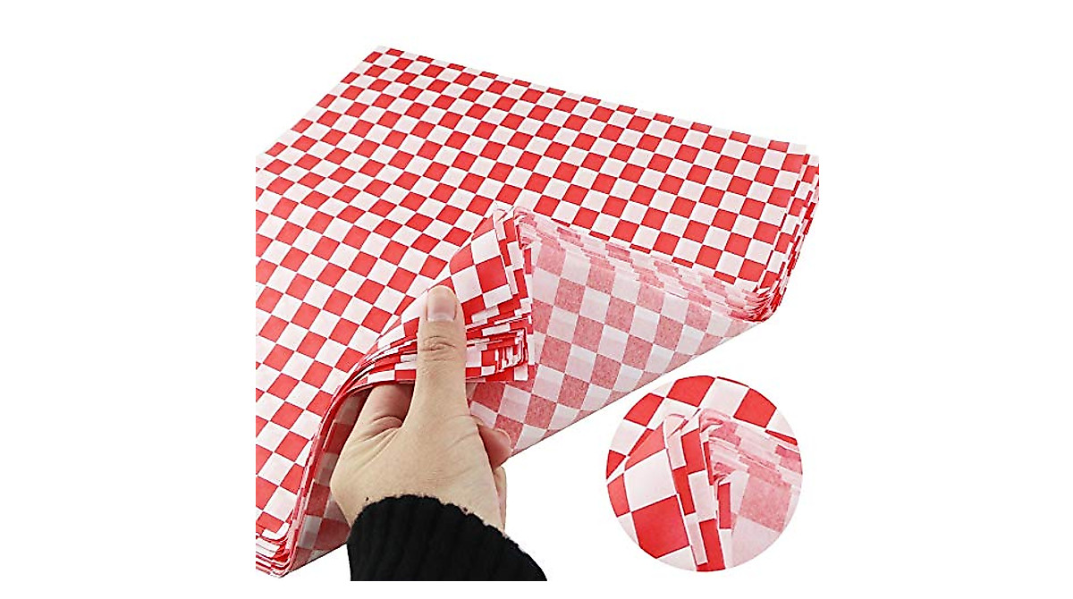 Hslife Red & White Checkered Deli Paper - 100 Sheets