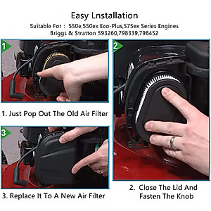 Air Filter for Toro Recycler 22 inch 20332 20333 20334 20339 20340 lawn mower (2 air filters, 1 spark plug, 1 spring)