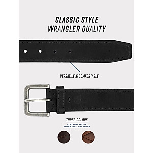 Wrangler Men’s Leather Country Casual Every Day Dress Belt for Jeans, Khakis Black 42