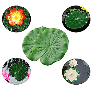 HJ Garden 10Pcs 4Inch Lotus Leaf EVA Water Surface Decoration Artificial Floating Foam Lotus Leaves Artificial Foliage Pond Decor