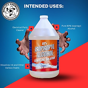 Quality Chemical - Super Premium - Pure 80% Isopropyl Alcohol (IPA) - Made in The USA - Concentrated Isopropyl Alcohol 128 oz 1 Gallon (Pack of 1)