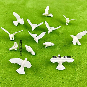 CWBPING 24pcs Plastic Birds Small Figure Toy Dove Bird of Peace 1:25 Scale G Model Train Railway Modeling