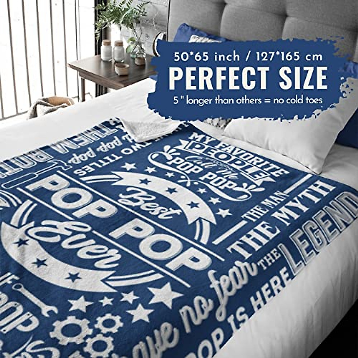 INNObeta Pop Pop Gifts, Gifts for Grandpa, Throw Blanket for Grandfather, Presents from Granddaughters Grandsons for Christmas, Birthday, Father's Day - 50" x 65" Pop Pop