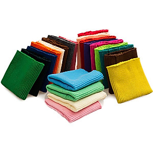 Tong Gu Leg Opening Cuffs Ribbed Trims Fabric Knitted Rib Stretch Tape Tubular Rib Cuffing Replacement DIY, 35 Colours (1 Pair, Black)