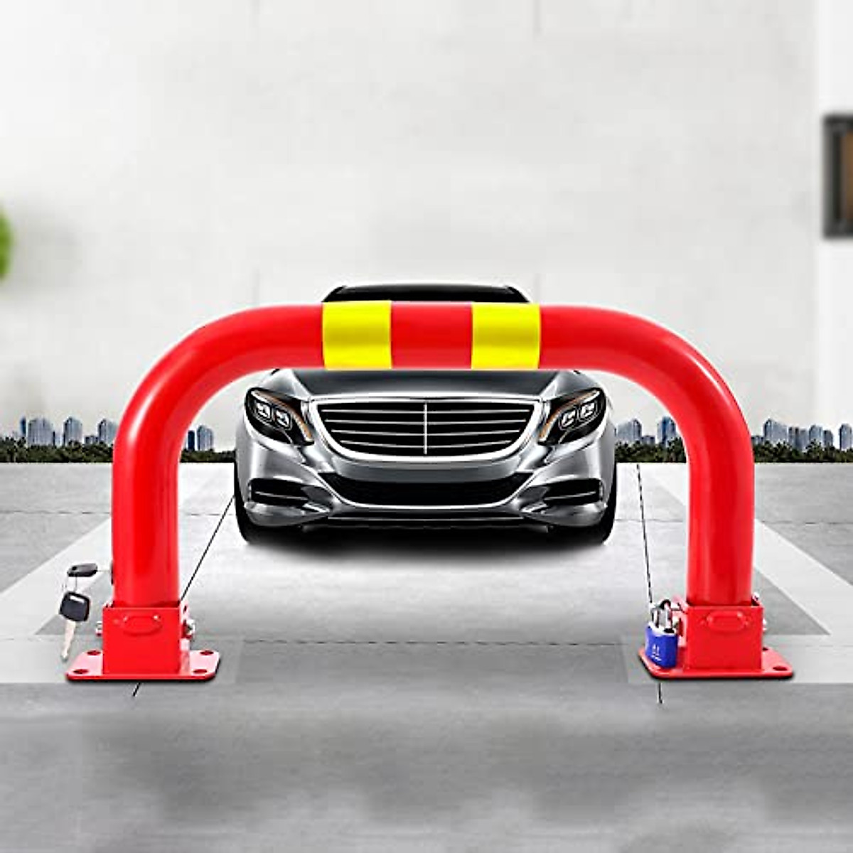Parking Barrier Parking Lock Double Bar Gantry Parking Lock Garage Space Lock Thicken Anti-Collision Parking Space Lock Manualarchoutdoor