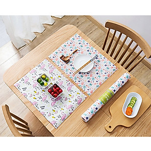 Cute Decorative Non Adhesive Foam Shelf Drawer Liner Paper for Kitchen Cabinets Dresser Pantry Closet (Flamingo Leaf, 17.7" Wx78 L)