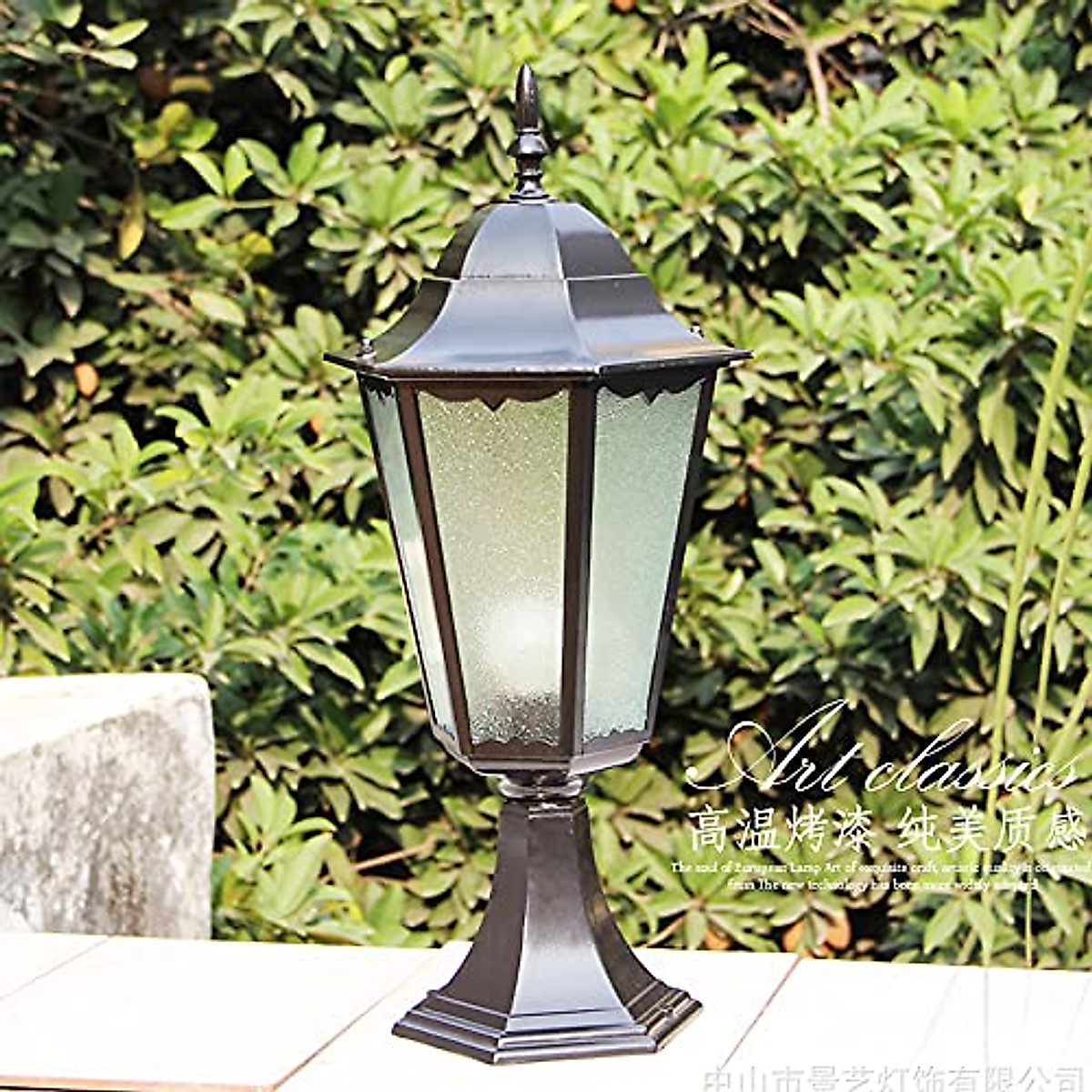 Retro Post Light Aluminum Garden Pillar Lamp Outdoor Lighting Column Lamp Waterproof IP65 Street Light Glass Lantern Gate Stigma Light Courtyard Landscape Light Fence Lawn Porch Deck Garage