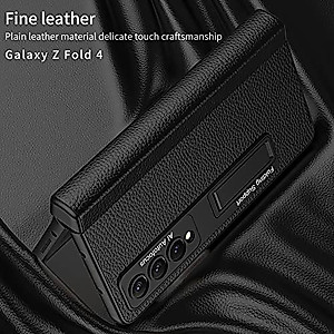 BRAND SET 𝐙 𝐅𝐨𝐥𝐝 𝟒 𝐂𝐚𝐬𝐞, Plain Leather Material Galaxy Z Fold 4 Case with S Pen Holder and Kickstand, All-Inclusive Hinged Phone Case&Cover Suitable for Samsung Galaxy Fold 4 Series(txw)